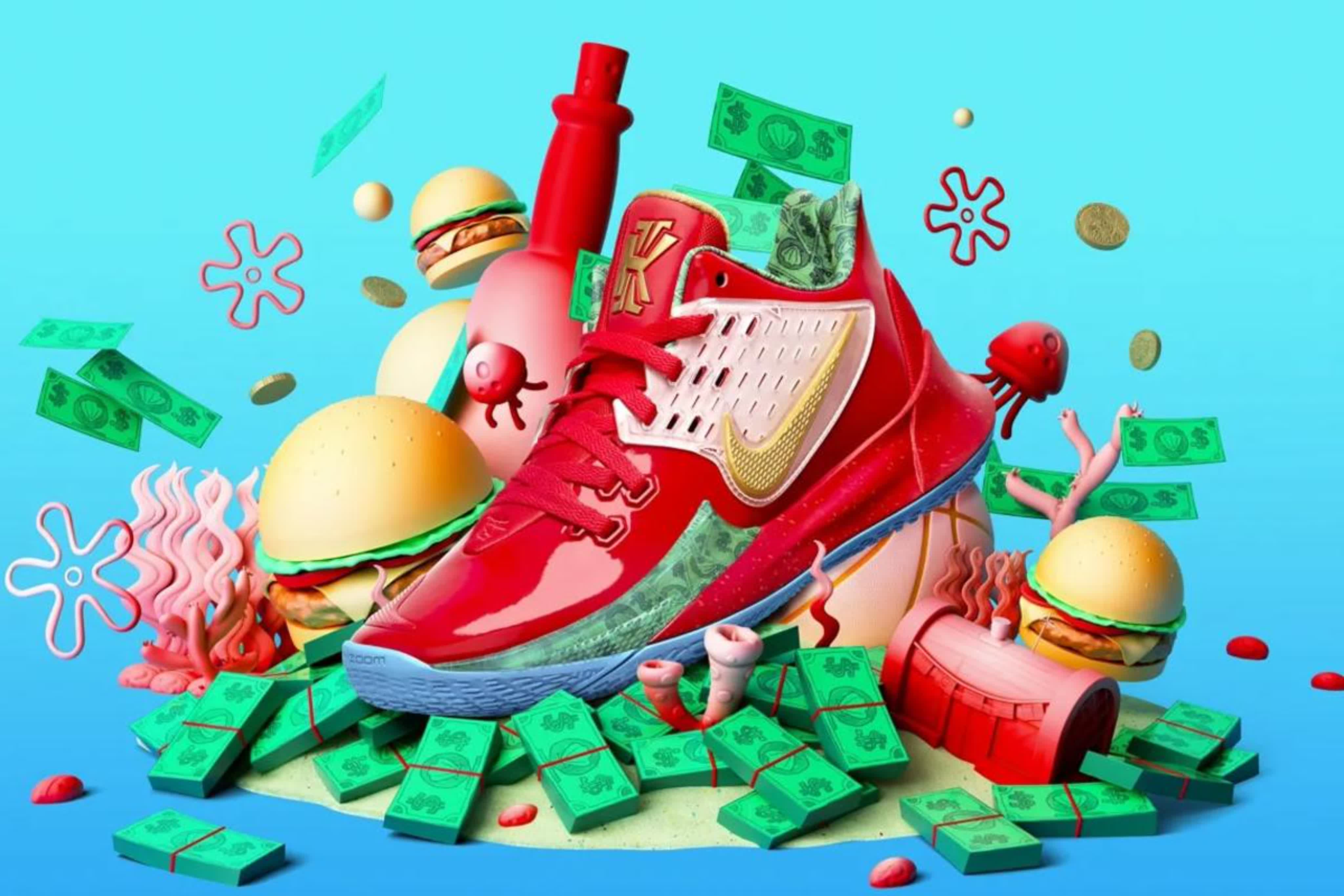 Кайри Ирвинг крутит в руках кроссовки Nike Kyrie 5 x Spongebob "Mr ...